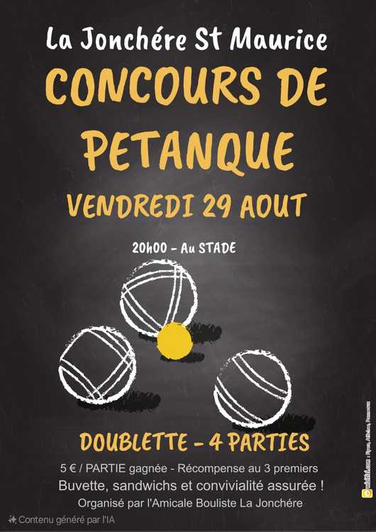 Concours de pétanque Ouvert à tous - La Jonchère-Saint-Maurice - 29 ...