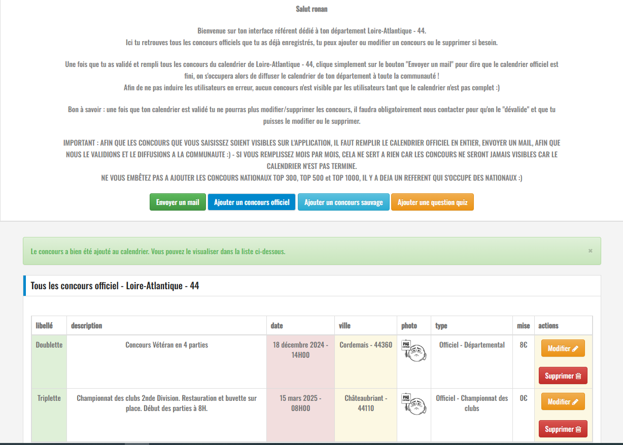 Comment devenir référent pétanque et gérer le calendrier des concours de pétanque de son département